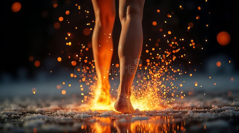 Burning Ground with Each Step Stock Illustration - Illustration of ...