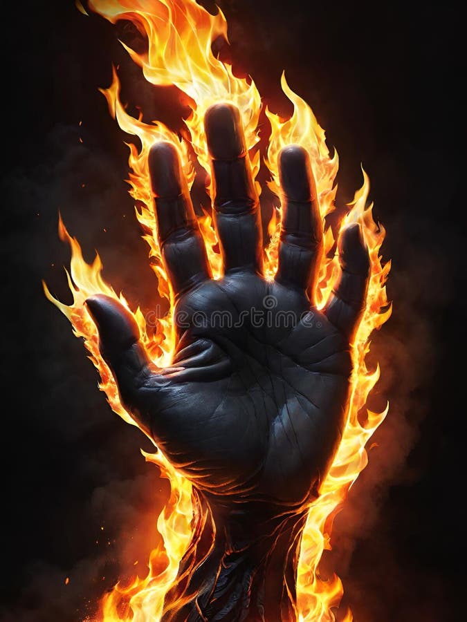 Burning Hand in Flames of Fire, Concept of Fire Stock Illustration ...