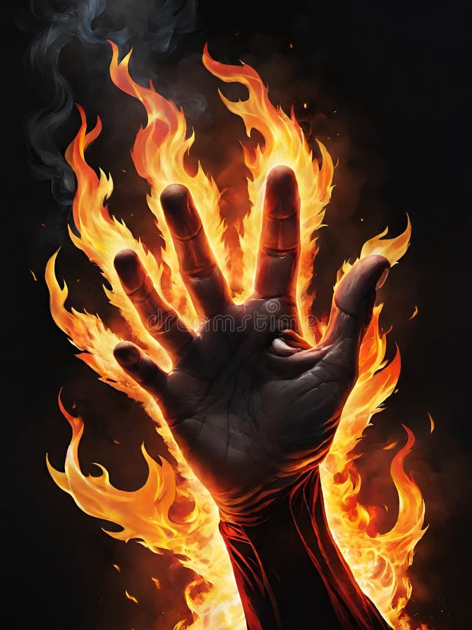 Burning Hand in Flames of Fire, Concept of Fire Stock Illustration ...