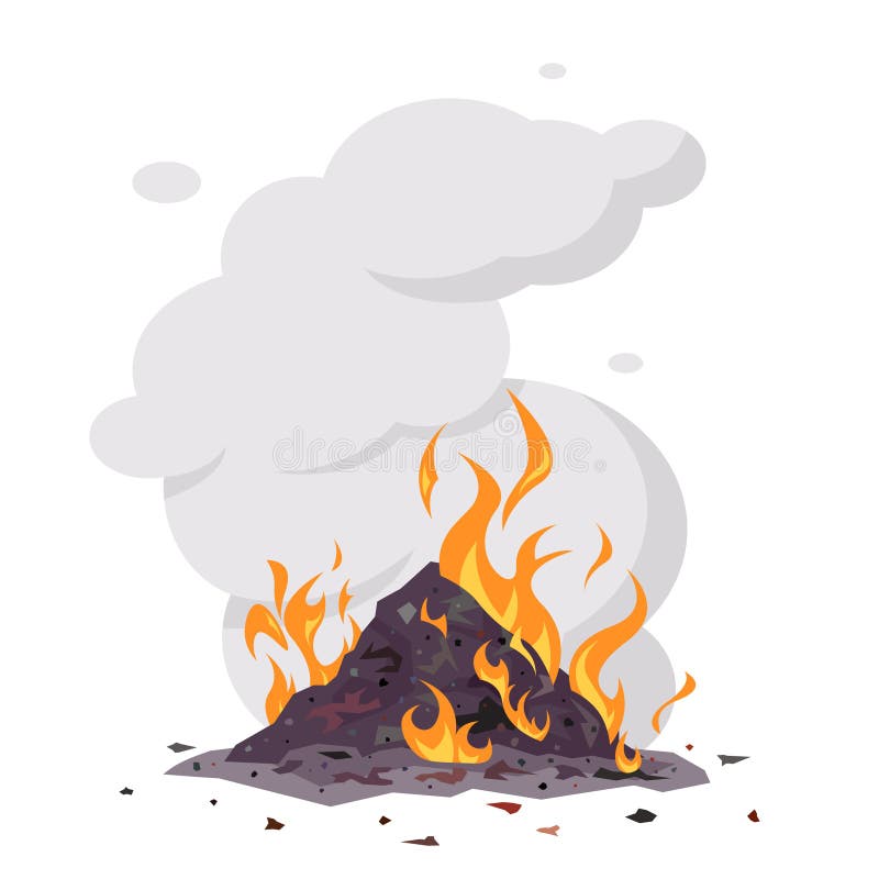 Burning Heap of Garbage, Vector in Cartoon Style Stock Vector ...