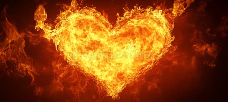Burning Heart Abstract Image of a Heart Shape Formed by Fiery Flames on ...