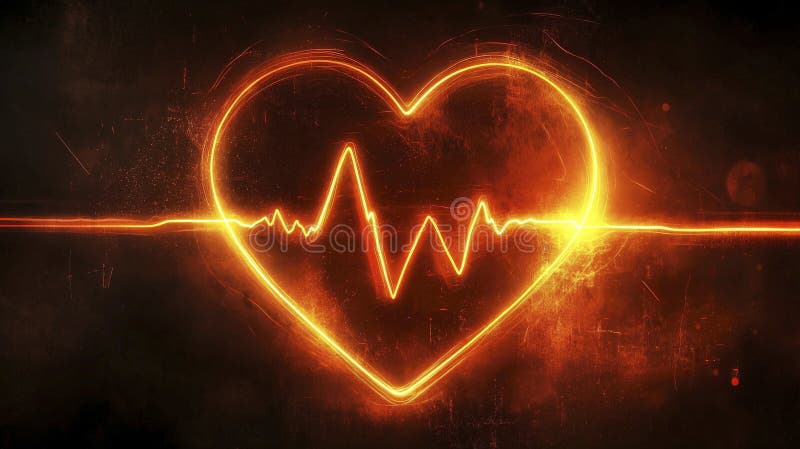Burning Heart with Dynamic Pulse Waveform Stock Illustration ...