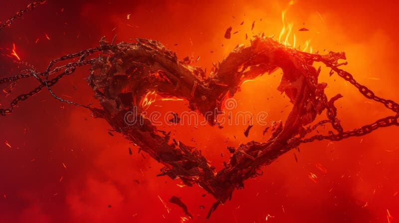 Burning Heart of Fire and Chains in a Dramatic Explosion of Passion ...