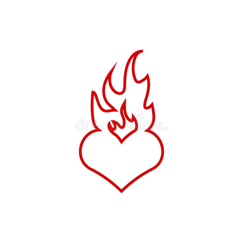Burning Heart Icon Graphic Design Template Vector Illustration Stock ...