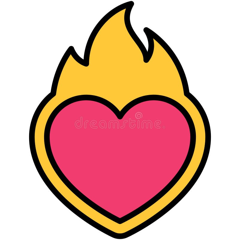 Burning Heart Icon, Love and Heart Vector Stock Vector - Illustration ...