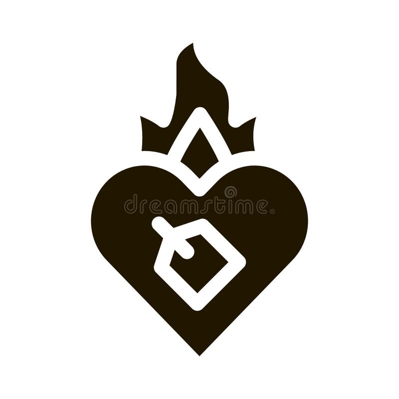 Burning Heart Icon Vector Glyph Illustration Stock Vector ...