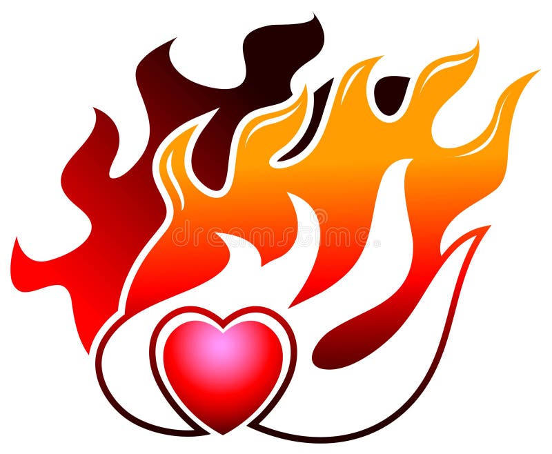 Burning heart stock vector. Illustration of power, ignite - 32631421