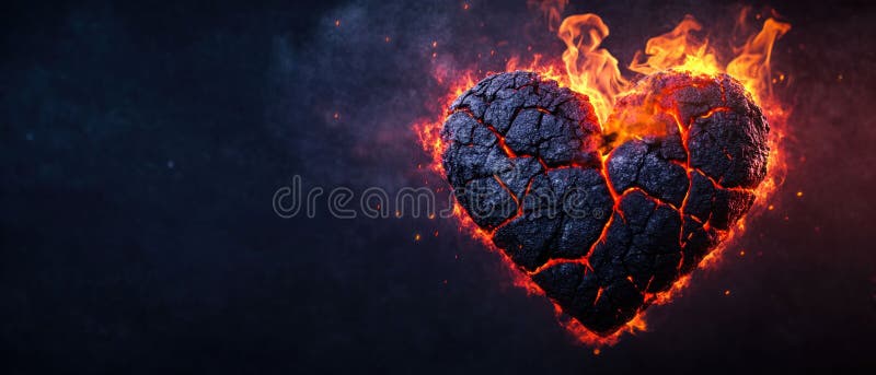 Burning Heart of Lava and Ashes Stock Illustration - Illustration of ...