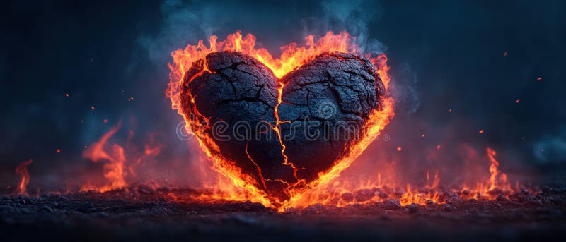 Burning Heart of Lava and Ashes Stock Illustration - Illustration of ...