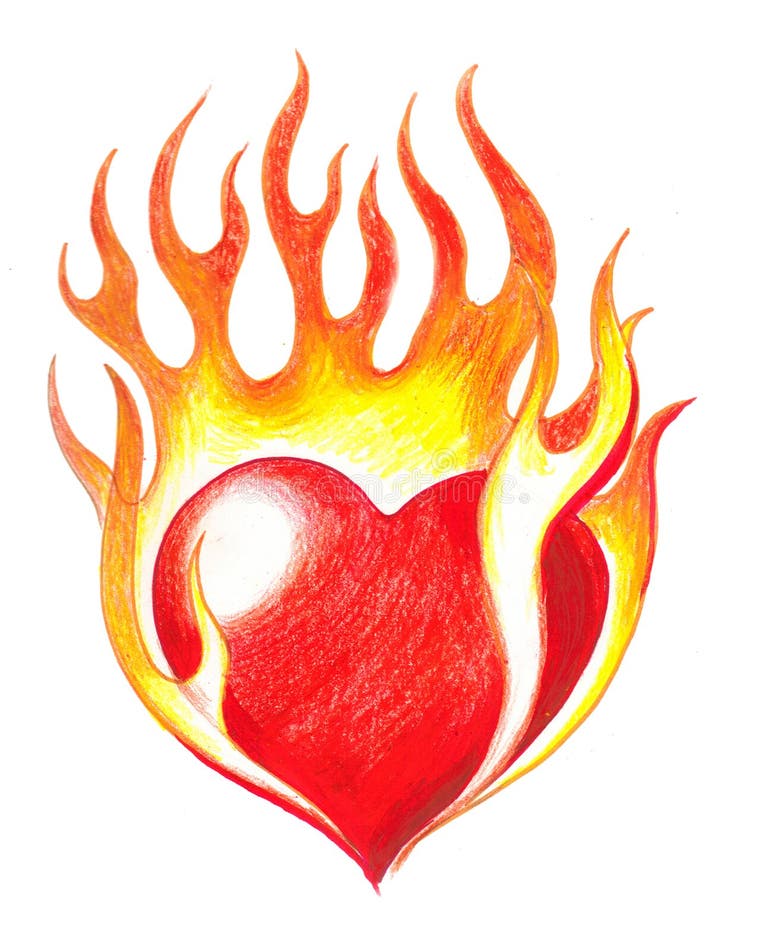 Heart Fire Drawing Sketch Stock Illustrations – 1,031 Heart Fire ...