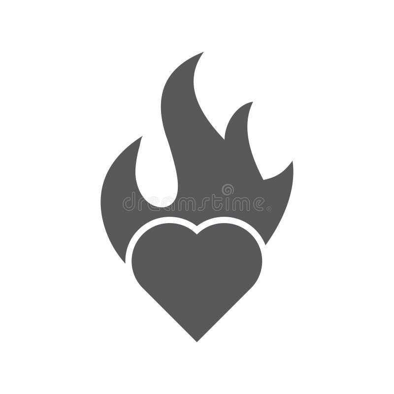 Burning Heart Pictogram Icon. Linear Style Sign for Mobile Concept and ...