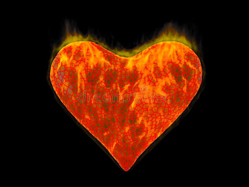 Burning Heart with Red Veins on a Black Background. 3D Rendering Stock ...