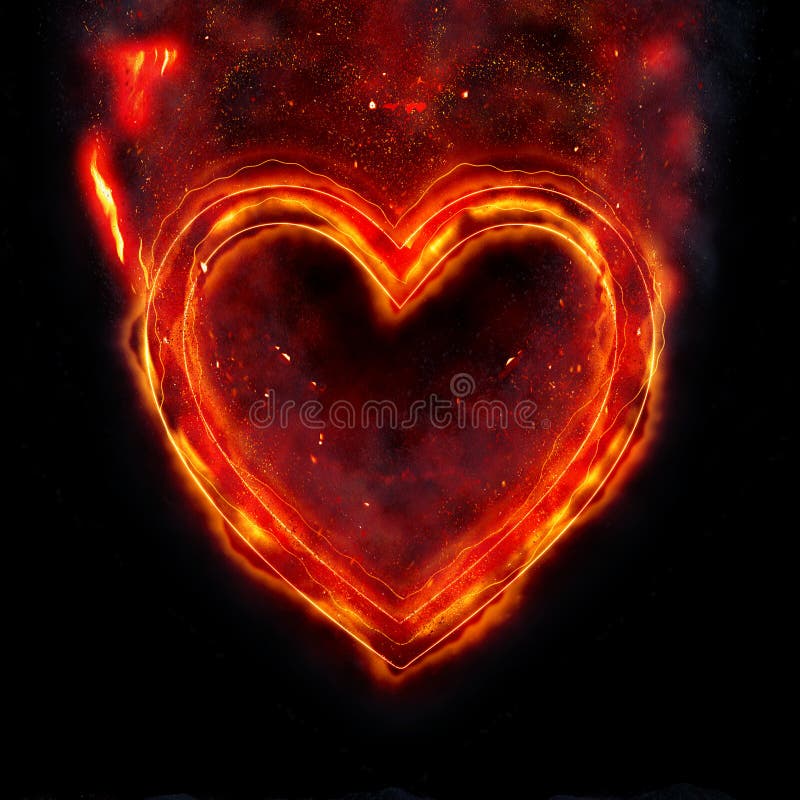 Burning heart ring stock illustration. Illustration of passion - 83578921