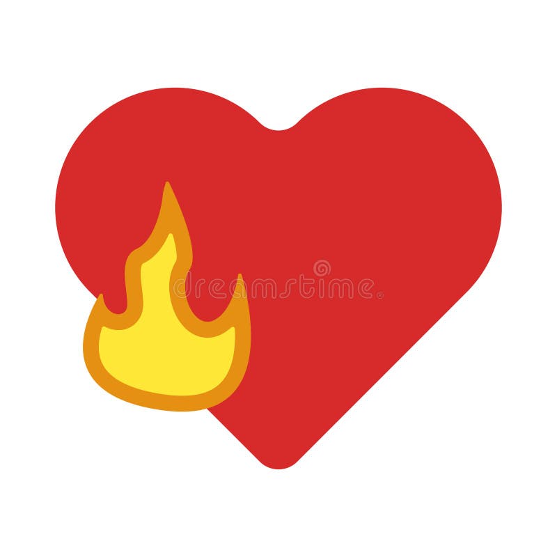 Burning Hearts Vector Set. Heart with Fire Vector. Stock Vector ...