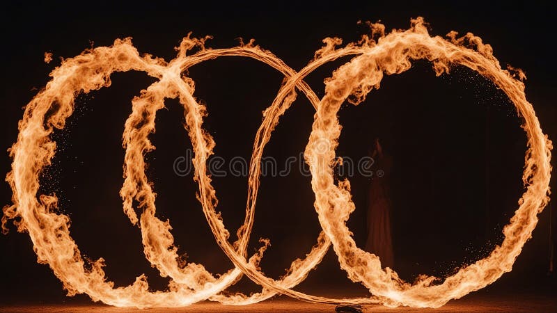 Burning Hoops on Black _A Fire Hoop Spinning in the Darkness, Creating ...