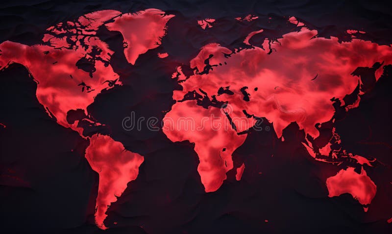 Burning Hot Red World Map, Ai Generative Stock Illustration ...