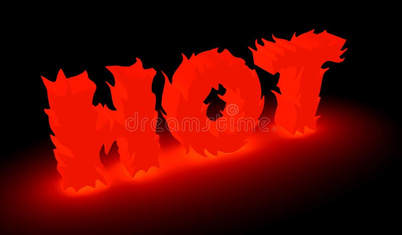 Burning hot word in red stock illustration. Illustration of ...