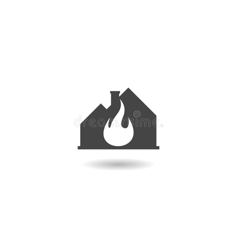 Burning House Flat Design Icon with Shadow Stock Vector - Illustration of long, element: 376180742