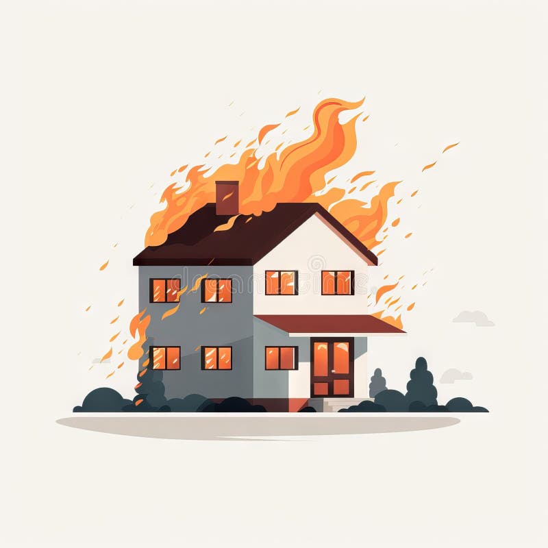 Burning House in Flat Minimalistic Animation AI Generated Stock ...