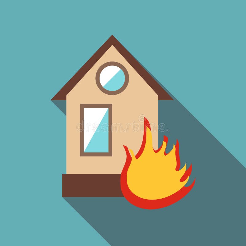 Burning House Icon, Flat Style Stock Illustration - Illustration of ...