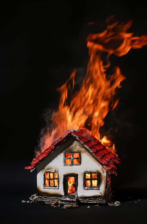 Burning House Model in Fiery Inferno Flames High Quality Image Stock ...
