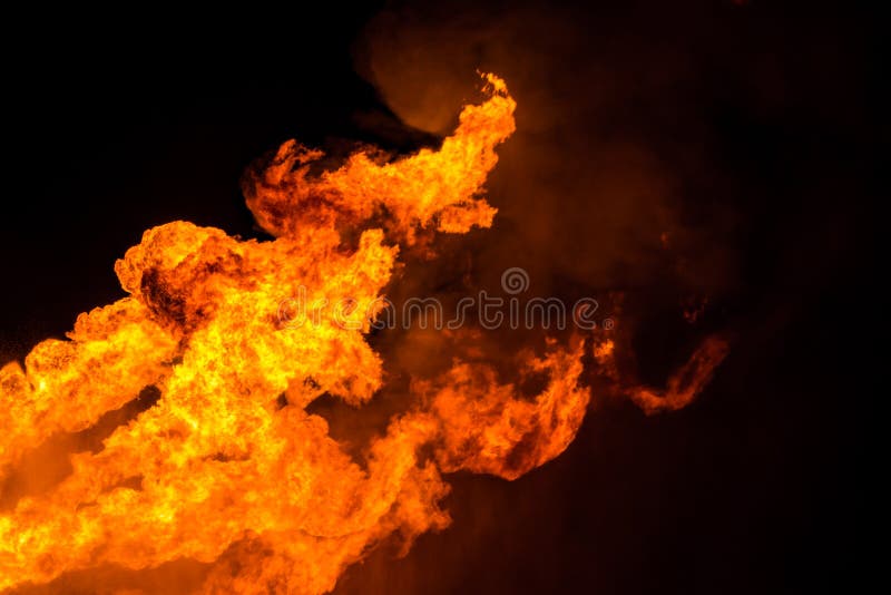 Burning Huge Crude Oil Flame Stock Image - Image of crane, petroleum ...