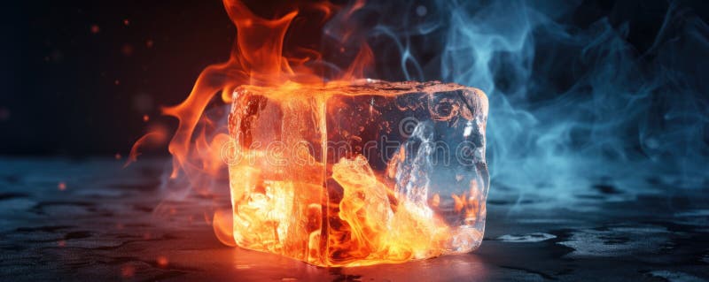 Burning Ice Cube AI Generated Stock Photo - Image of melt, cold: 319214778