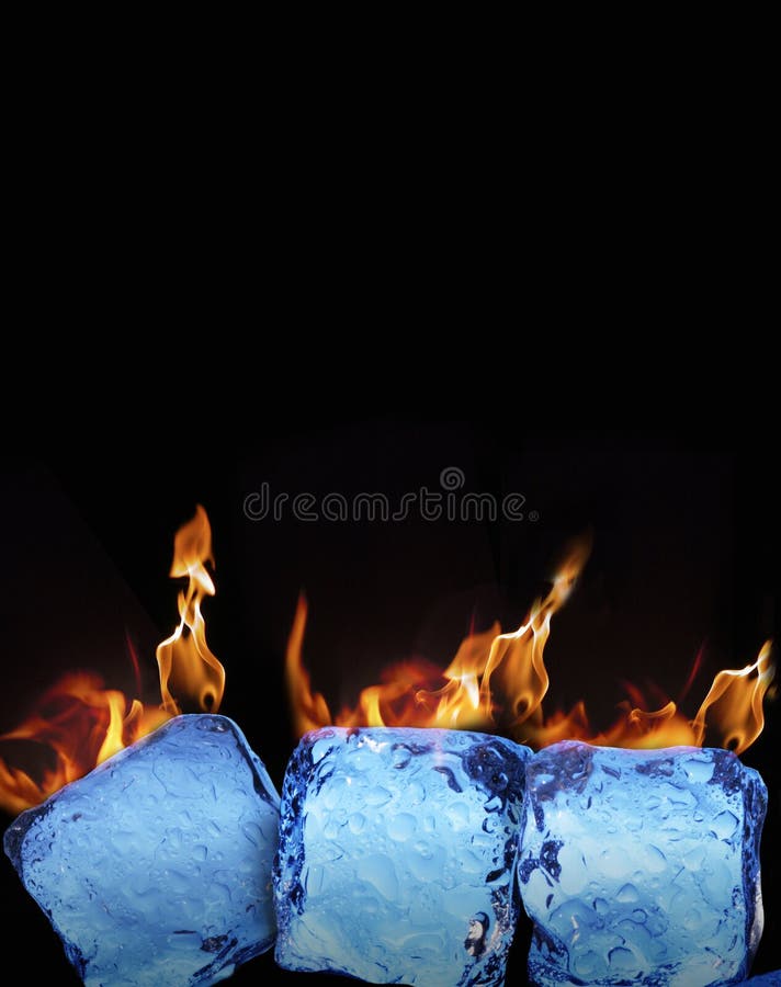 Flame Burning On Blue Ice Cubes Stock Photo - Image of cube, flare: 7529210