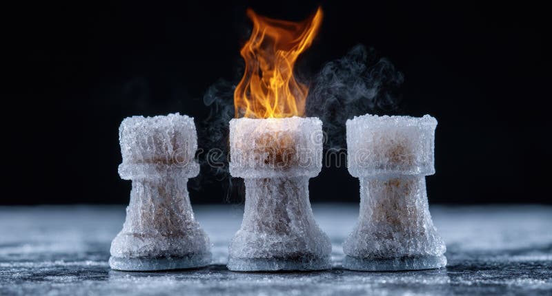 Burning Ice Cubes with Flames and Smoke Stock Illustration ...