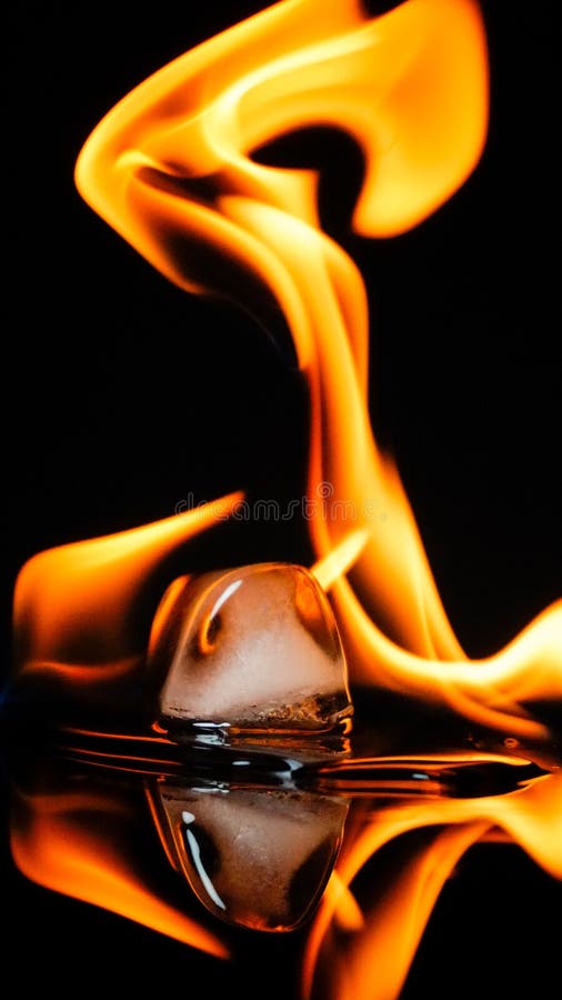 Burning Ice, Flame, Fire, Cold, Contrast, Hot, Red, Yellow, Black Stock ...