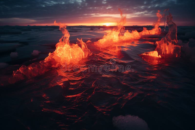 Burning Ice a Paradox of Nature. Generative AI Stock Illustration ...