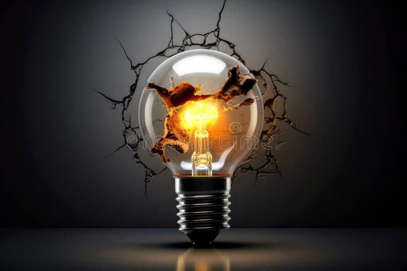 Burning Incandescent Light Bulb on Black Background, Energy Concept ...