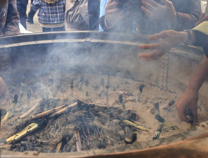 Burning Incense in Buddhist Temple Stock Image - Image of tokyo, kyoto ...