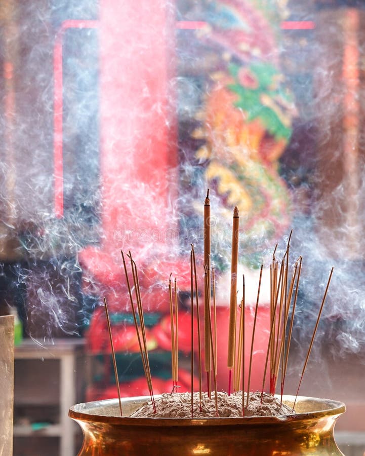 Incense Joss Stick Burning Slowly with Fragrant Smell Smoke. People ...