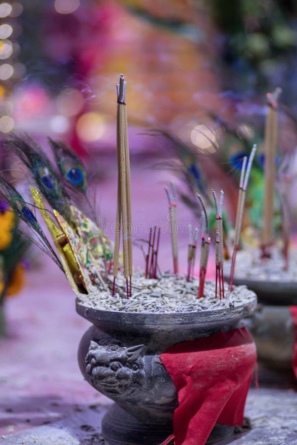 Burning incense in a pot. stock image. Image of temple - 131075943