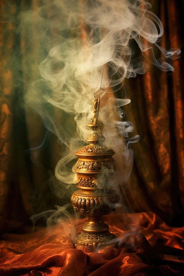 Burning Incense with Smoke Swirls and Soft Light Stock Illustration ...