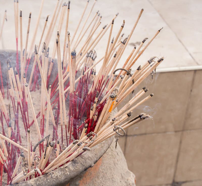 Burning Incense in the Temple Stock Photo - Image of belief, fragrant ...