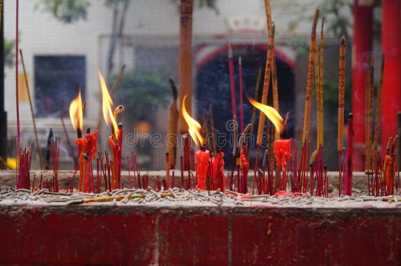 The Burning of Incense in the Temple Stock Image - Image of folk, china ...