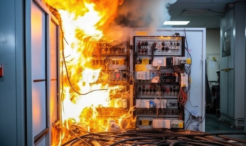 Burning Inferno Inside Abandoned Structure Illuminated by Fiery Flames ...