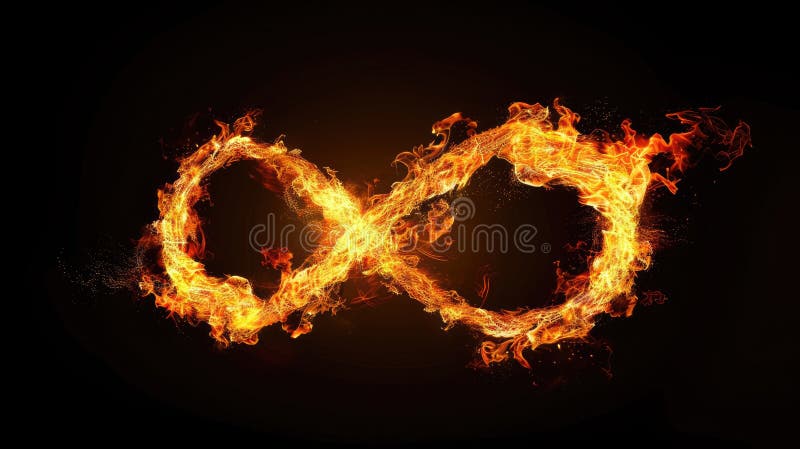 Burning Infinity Symbol. Eternity Sign on Fire. Isolated on Black ...
