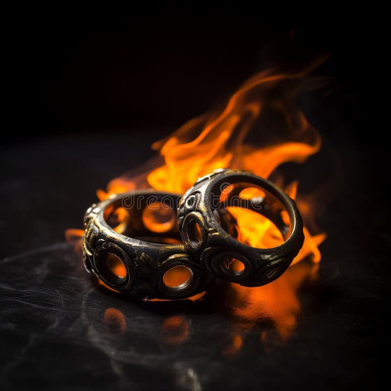 Burning Interlocking Rings, Illustration, Generative AI Stock ...