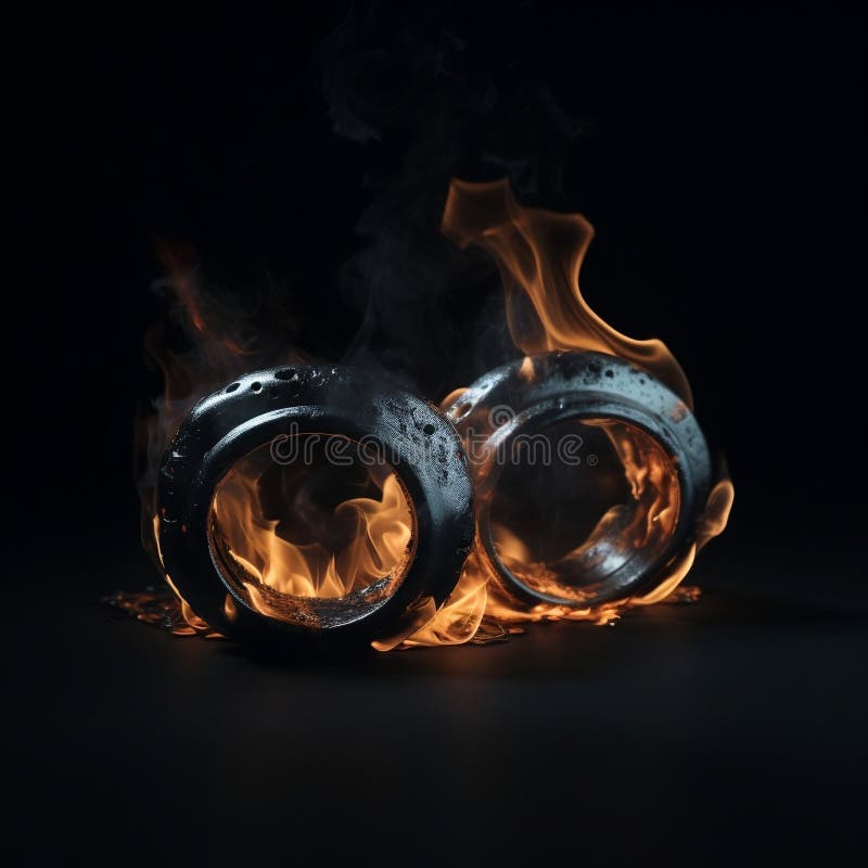 Burning Interlocking Rings, Illustration, Generative AI Stock ...