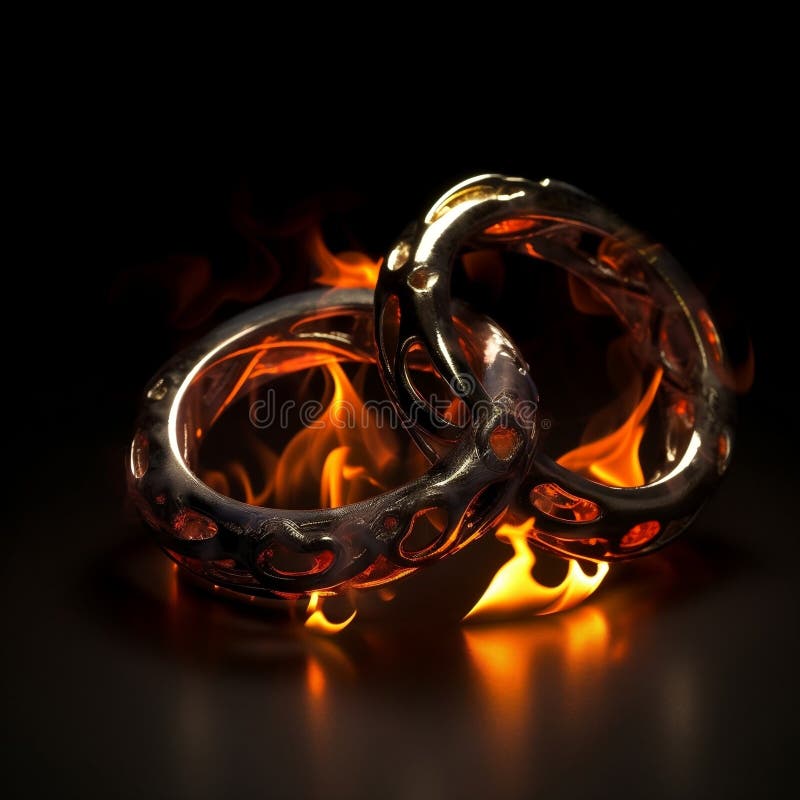 Burning Interlocking Rings, Illustration, Generative AI Stock ...