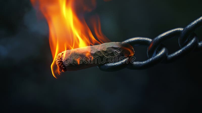 Burning Joint on Chain Symbolizing Transformation and Resilience Stock ...