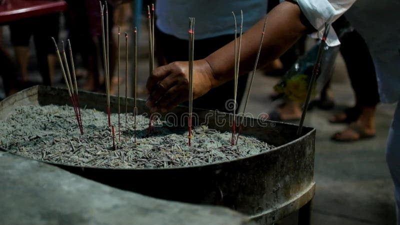 Burning of Joss Stick in Furnace during Offering of Chinese Deity Stock ...