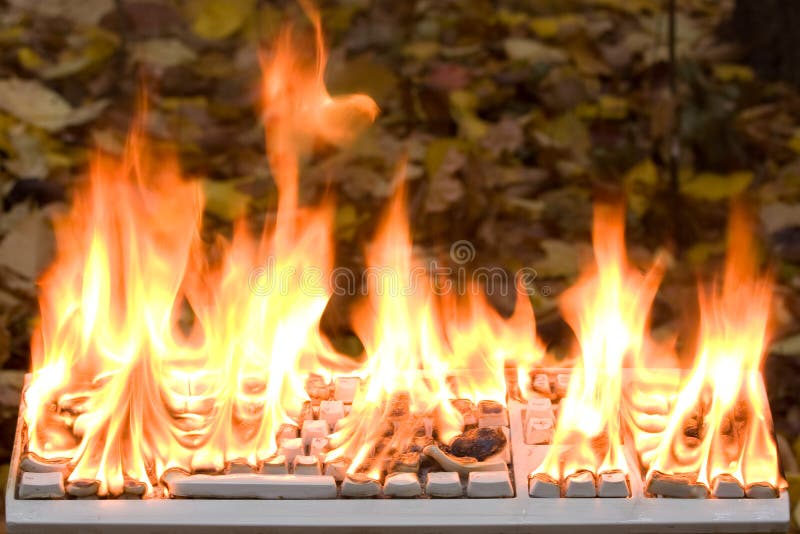 The burning keyboard stock image. Image of loses, destruction - 3318151
