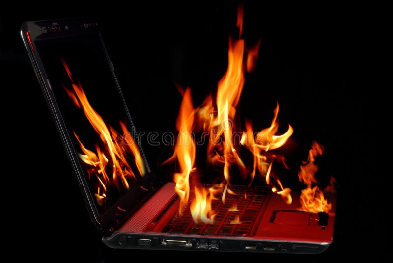 Burning Laptop stock photo. Image of problem, orange - 10293648