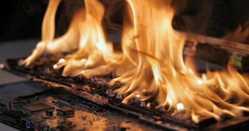 Burning Laptop stock photo. Image of destruction, laptop - 24170396