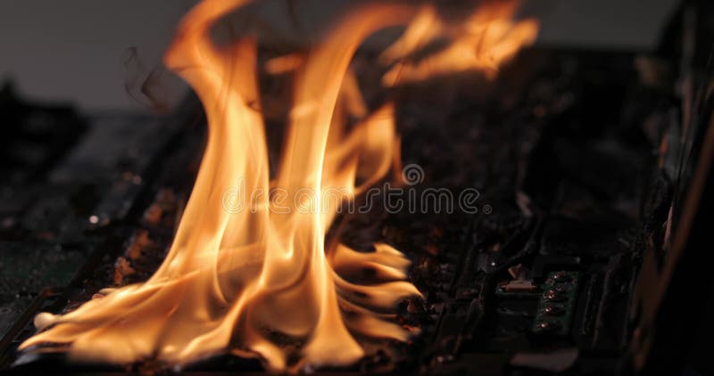 Burning Laptop Computer Electronics Closeup Stock Footage - Video of ...