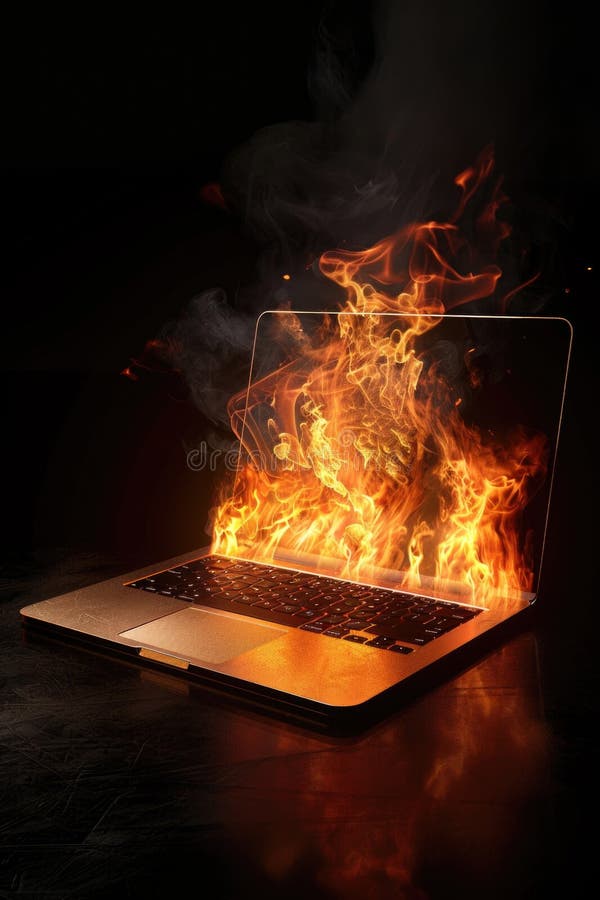 A Burning Laptop Lays on the Ground Amidst an Ashen Landscape during a ...